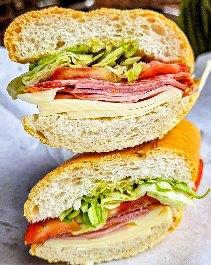 Look at that Italian sub stacked so high it defies both physics and your ability to fit it in your mouth.