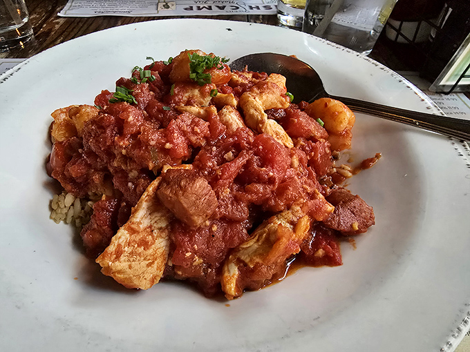 This jambalaya isn't just a dish, it's a spicy celebration where shrimp and andouille sausage dance in perfect harmony.