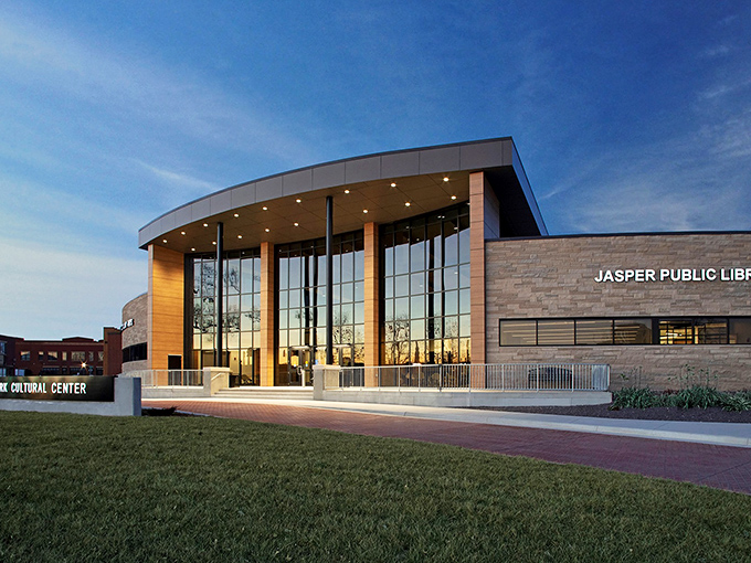 Jasper's Public Library isn't just about books&mdash;it's architectural eye candy that proves small towns can have big-city cultural amenities without big-city prices.