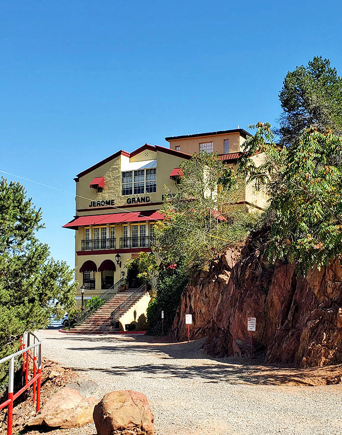 The Jerome Grand Hotel presides over town like a yellow sentinel, watching the Verde Valley with hospital-turned-hotel authority.