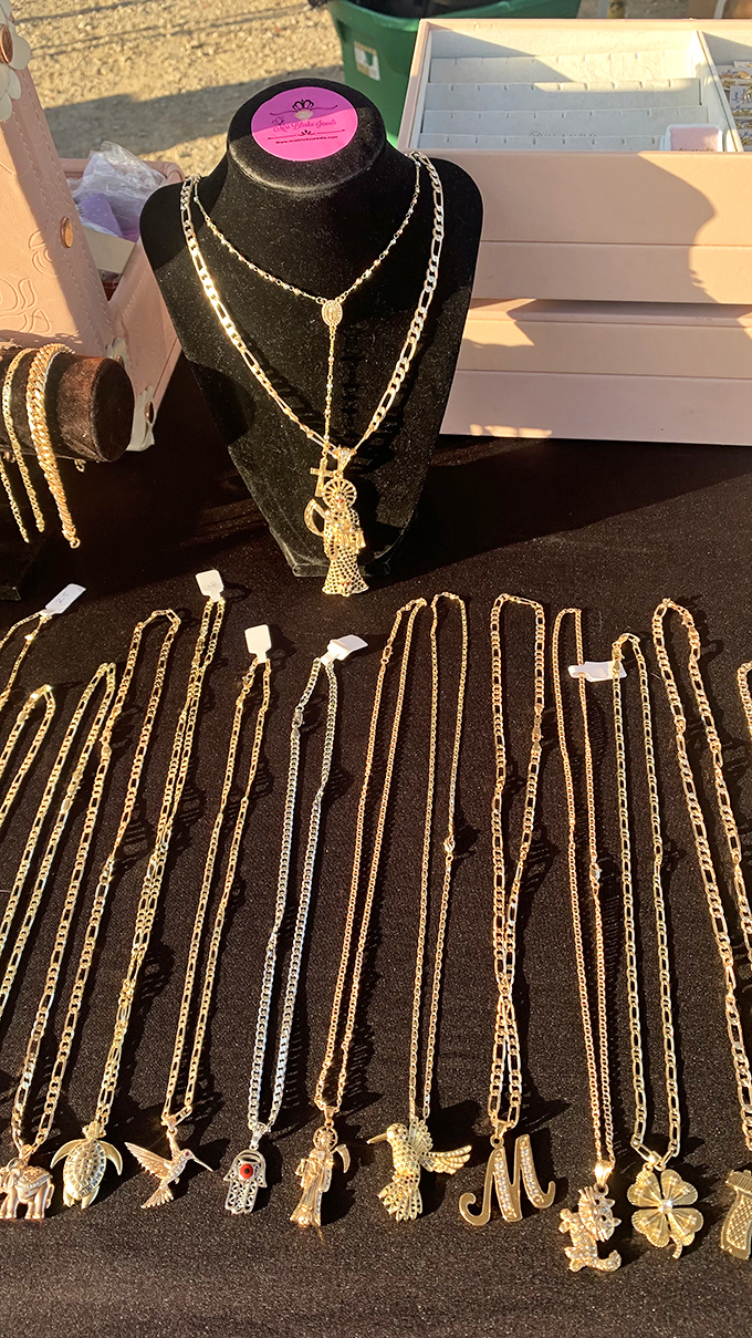 Gold chains that would make Mr. T jealous, all displayed with the care of a fine jewelry boutique.