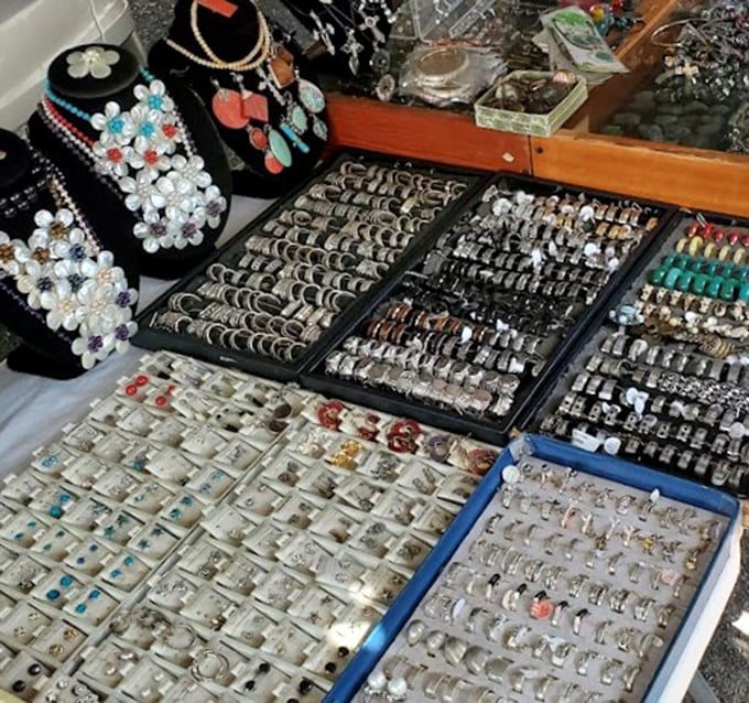 Jewelry displays that would make Aladdin's cave look understocked. Each tray contains enough sparkle to satisfy even the most determined treasure hunter.