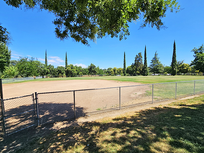 Kerr Park's baseball diamond waits patiently for the crack of bats and cheers from lawn chairs&mdash;America's pastime in California's heartland.