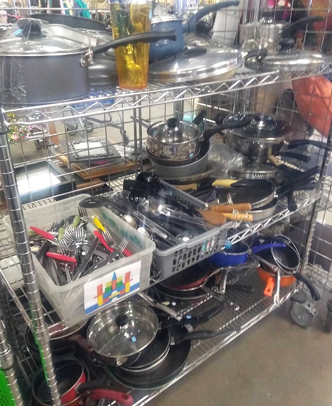 Kitchen equipment heaven where forgotten pots find new purpose &ndash; one person's abandoned pasta pot is another's gumbo vessel waiting to happen.
