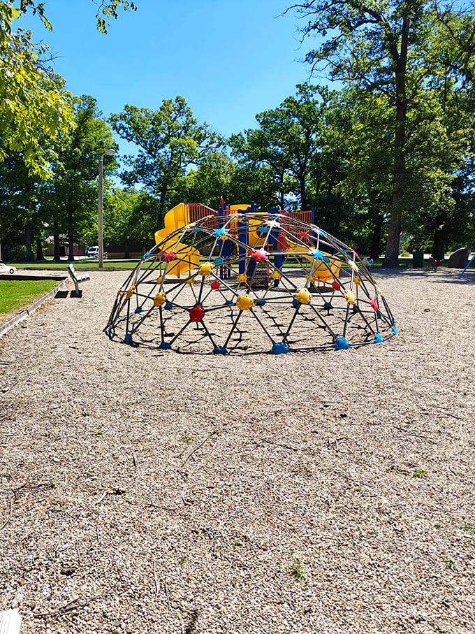 This colorful climbing dome gives kids the perfect spot to burn energy while parents enjoy a moment of peace.
