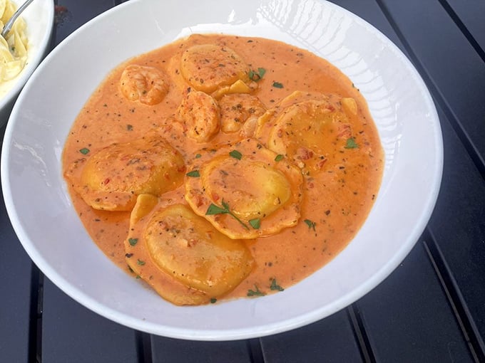 These ravioli aren't just orange&mdash;they're dressed for success in a creamy sauce that would make even a fashion-forward Milanese nod in approval.