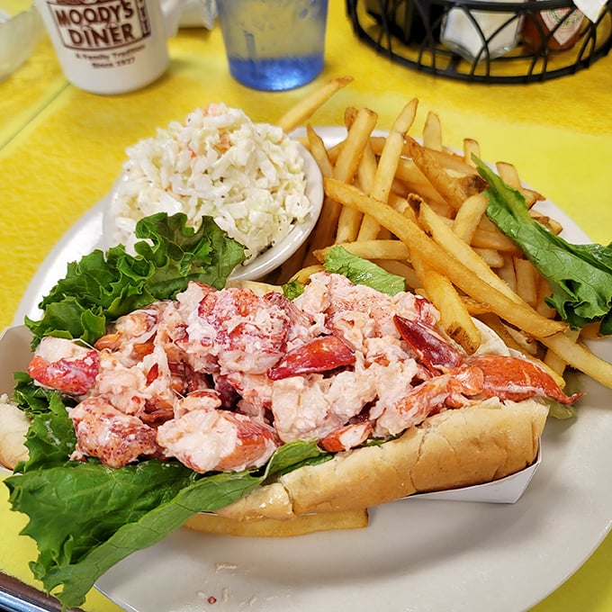Maine's lobster roll philosophy: let the ocean do the talking while the kitchen stays out of the way. Simple perfection.