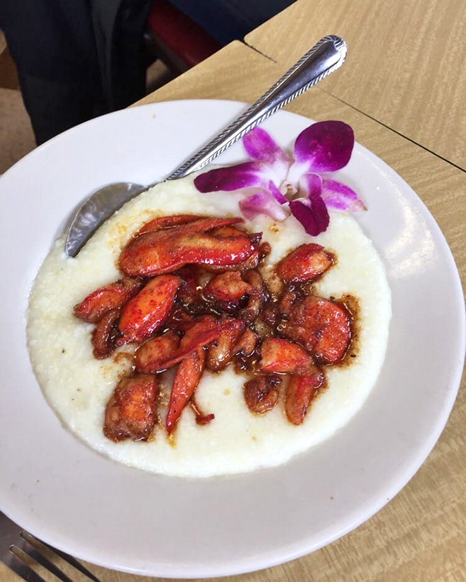 Creamy grits cradle perfectly cooked lobster in this Southern-meets-New England marriage that would make both your grandma and a fisherman proud.