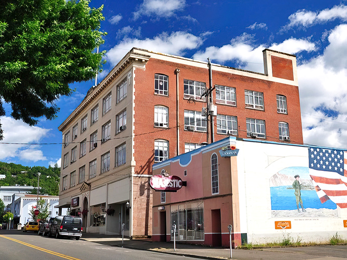 This historic brick building anchors downtown with its imposing presence, a testament to Roseburg's lumber-boom heyday.