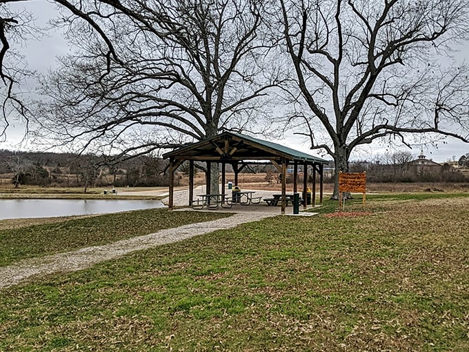 This peaceful picnic pavilion by the water is where memories are made. Just add family, food, and forget about your phone for a while.