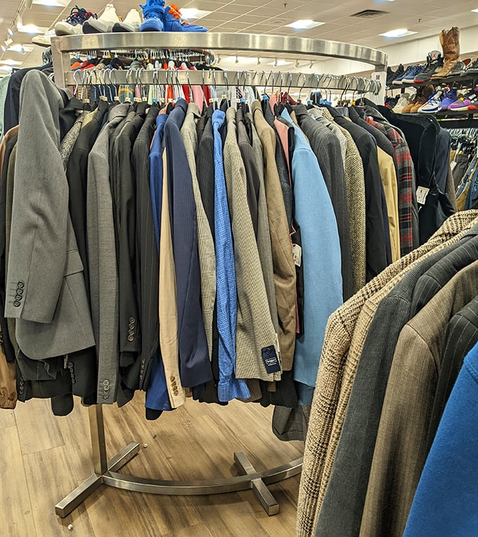 The men's suit section&mdash;where business meets bargain. These gently-loved blazers and sport coats are ready for their second career.
