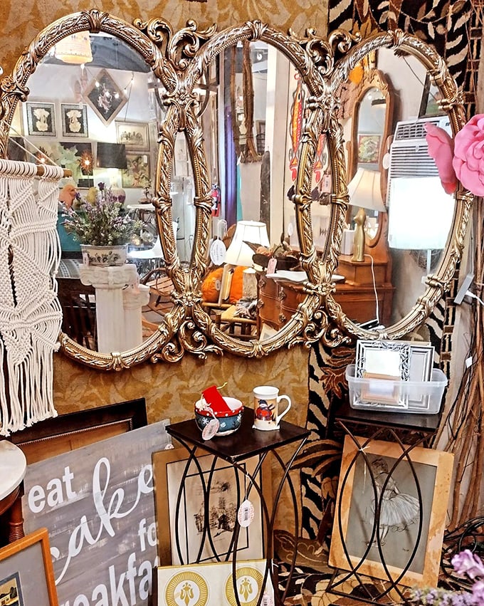 Mirror, mirror on the wall, who's the most ornate of them all? This gilded beauty reflects both your face and bygone elegance.
