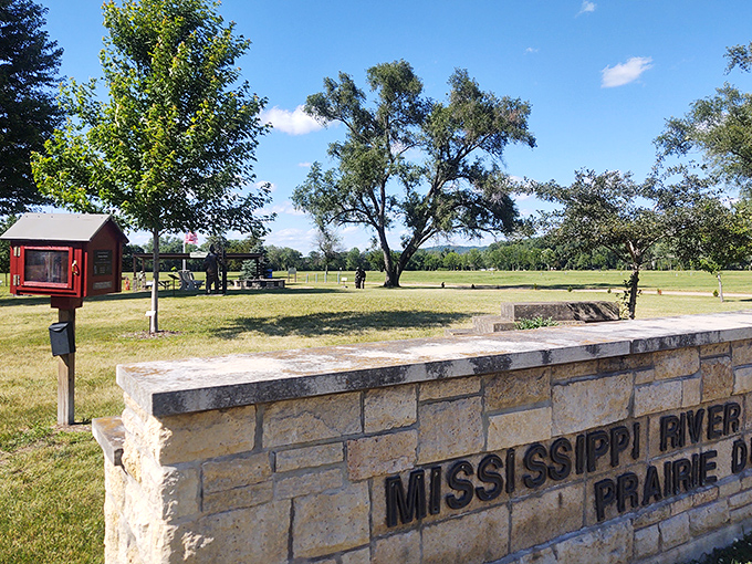 A stone marker that doesn't just tell you where you are, but reminds you why this spot where the Mississippi meets Prairie du Chien matters. 