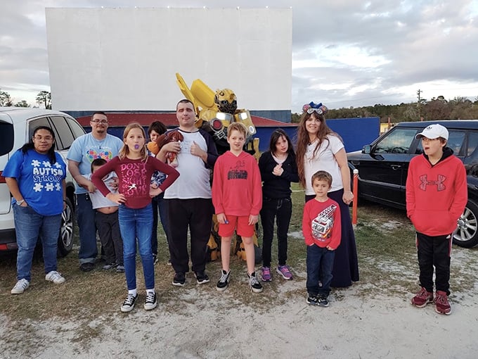 Families gather before showtime, proving that some traditions&mdash;like Transformers toys at drive-in movies&mdash;bridge generations better than any streaming service ever could.
