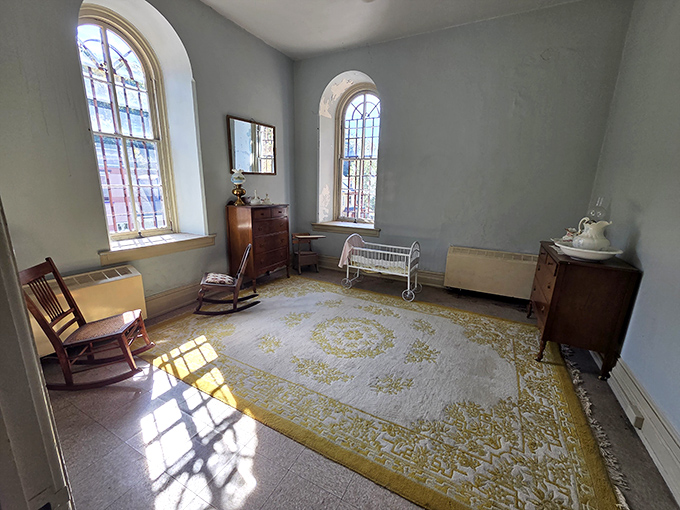 The warden's quarters: where Victorian comfort met prison life. Talk about the ultimate work-from-home setup, though the neighbors were probably a bit rowdy.
