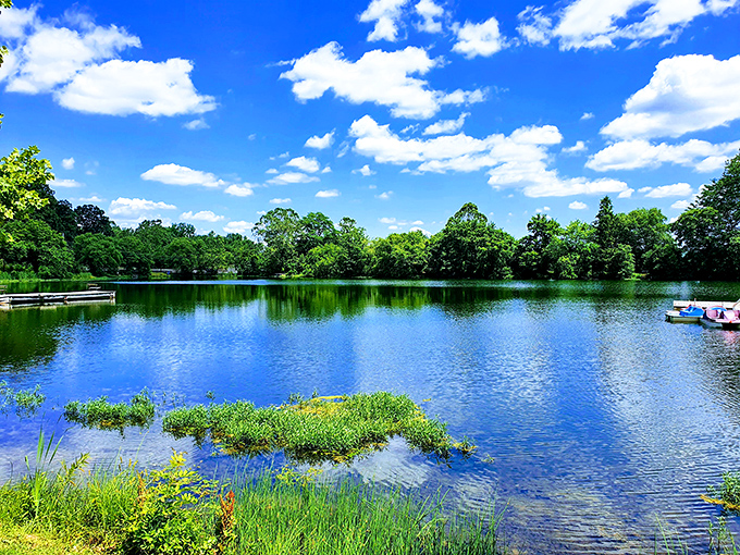 This lake mirrors the sky so perfectly, even Mother Nature does a double-take.