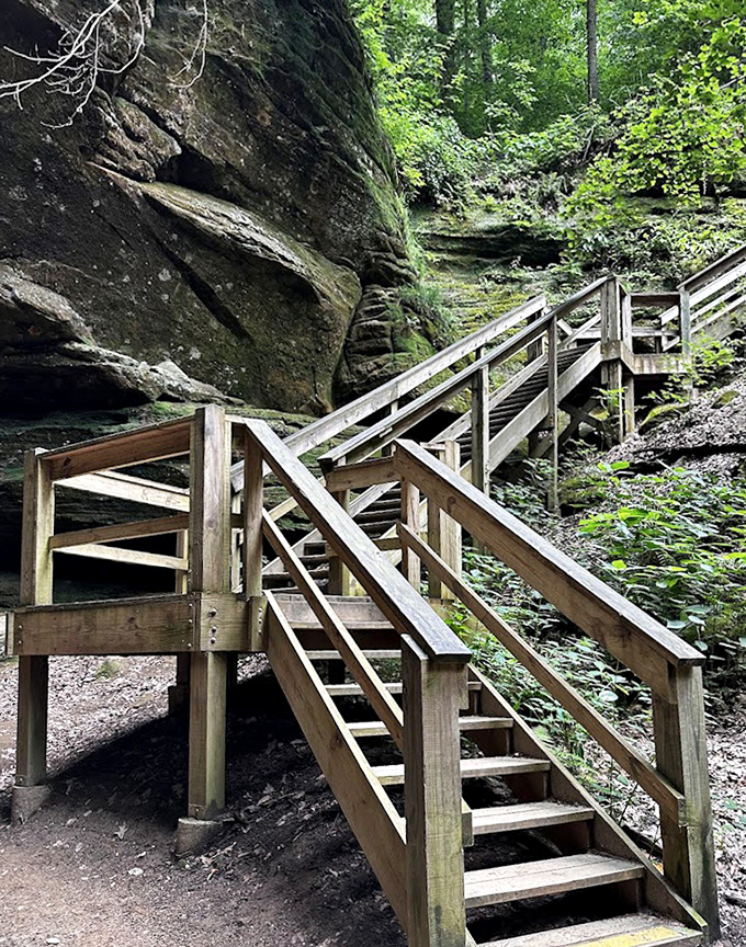 These aren't just stairs; they're a stairway to heaven for hikers—minus Led Zeppelin but with plenty of natural rock formations.