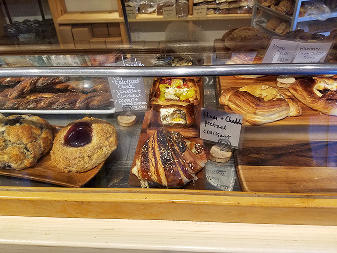 The pastry case&mdash;where willpower goes to die and happiness begins. Each item looks like it should be in a museum, but tastes better.