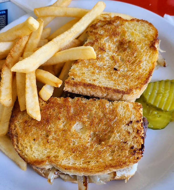 The grilled cheese sandwich here isn't trying to reinvent the wheel&mdash;it's just perfecting it with golden-brown bread and melty goodness.