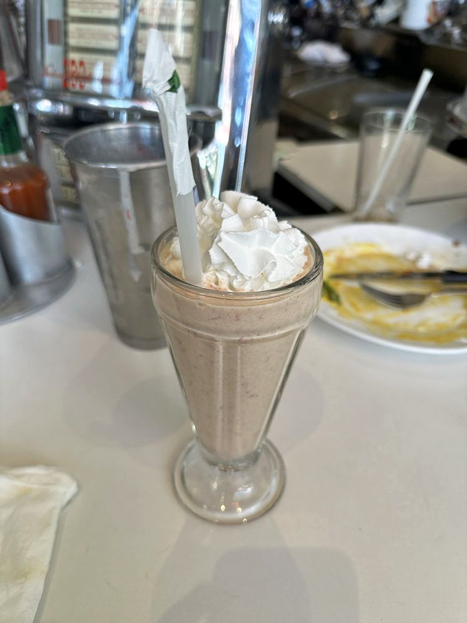 This isn't just a milkshake&mdash;it's a commitment. Thick enough to require serious straw strength and topped with a cloud of whipped cream.