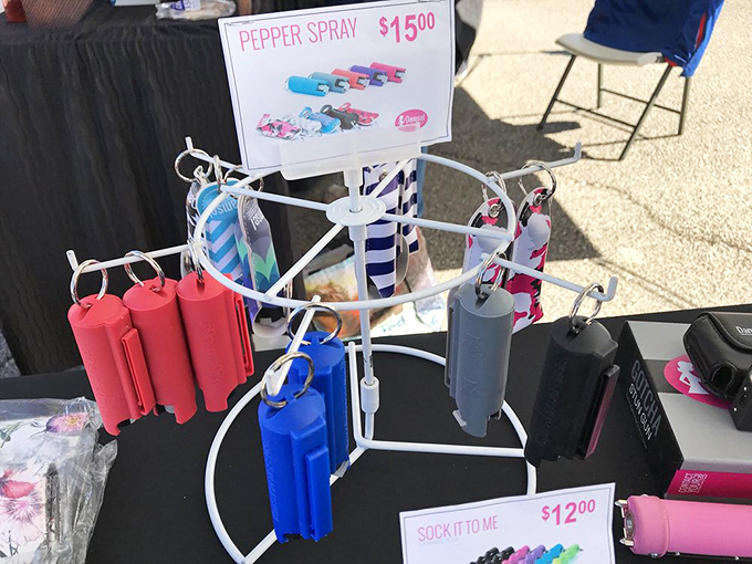 Self-defense meets fashion statement! These colorful pepper sprays remind us that in Arizona, even personal security accessories come with a touch of desert flair.