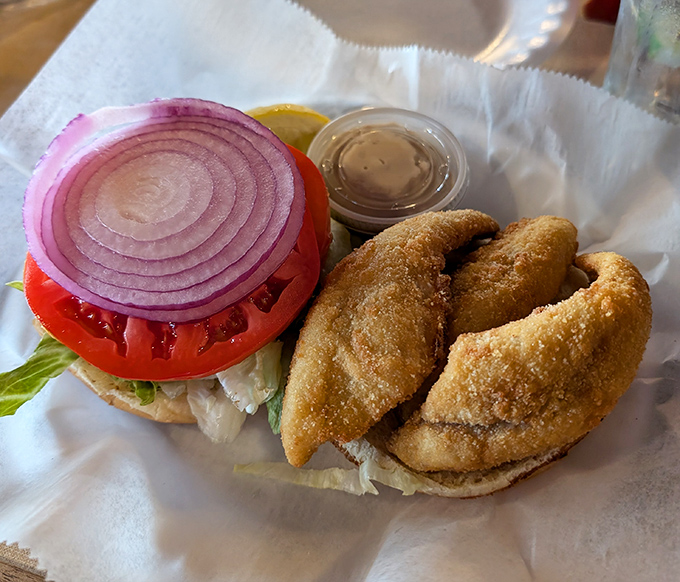 The perch sandwich &ndash; where Lake Erie's bounty meets fresh vegetables in a handheld masterpiece that puts fast food to absolute shame.