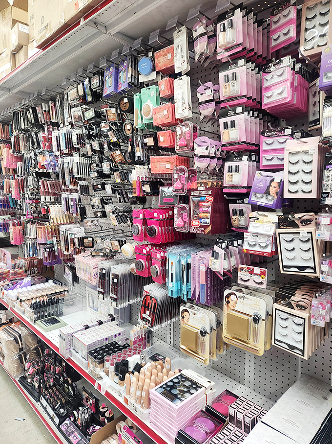 A beauty bonanza that rivals department store selections. False eyelashes and makeup at prices that won't make your wallet wince.