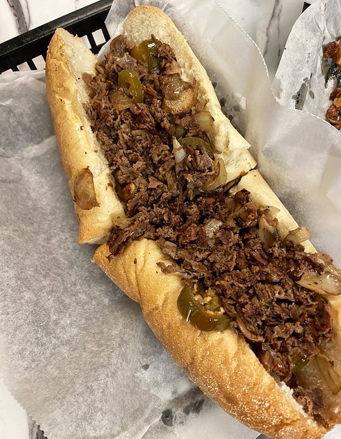 The Philly cheesesteak brings a taste of Pennsylvania to the Florida coast &ndash; tender meat and peppers in perfect harmony.