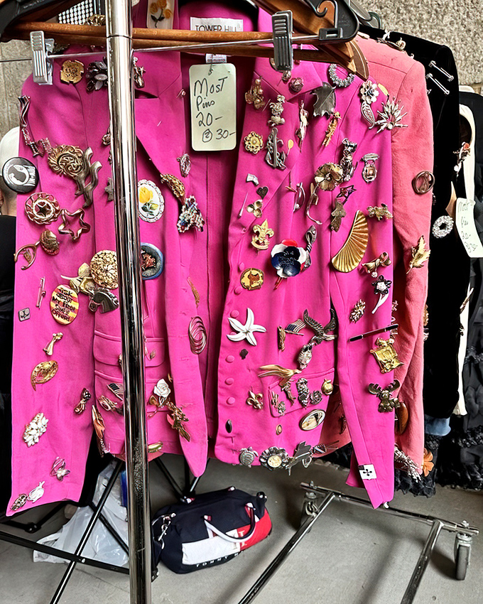 This pink blazer, adorned with a lifetime's collection of pins, isn't just clothing&mdash;it's wearable Brooklyn history with attitude to spare.