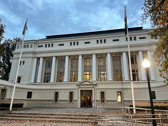 The courthouse stands like a dignified elder statesman of architecture, its columns and symmetry a throwback to more elegant civic times.