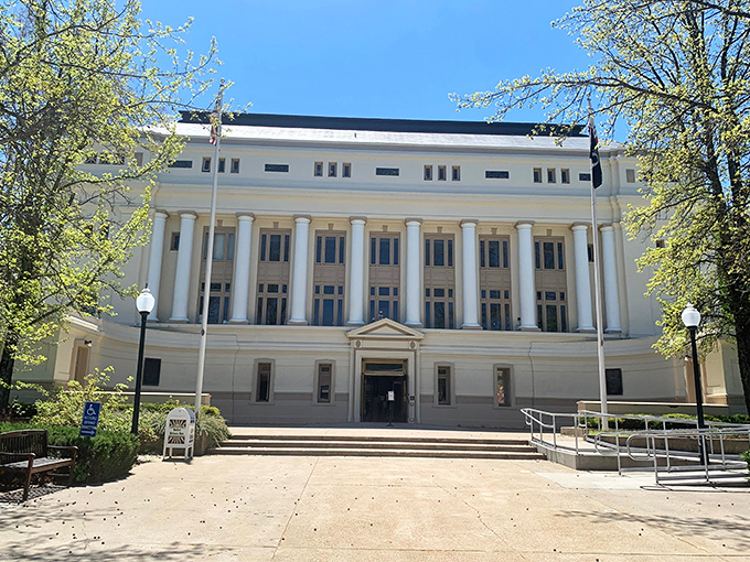 The Plumas County Courthouse stands like a dignified elder statesman in town, its classical columns and imposing presence reminding you that even mountain communities need a touch of grandeur.