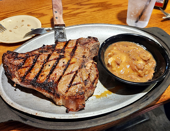 A steak that commands respect, perfectly charred on the outside while maintaining that juicy interior. Steak knife not optional.