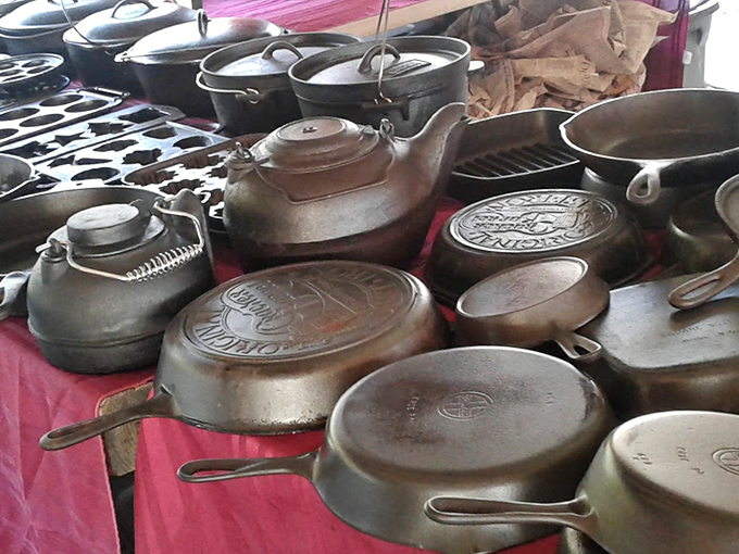 Cast iron that's seen more family dinners than your holiday table. Each pan carries decades of cornbread history in its seasoned surface.