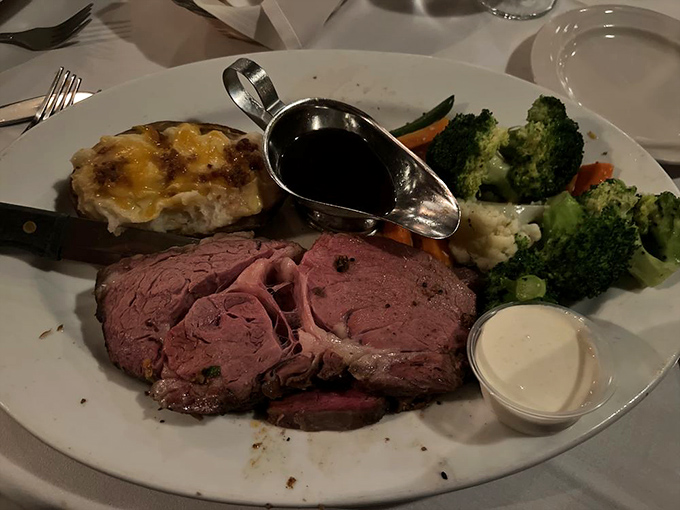 Prime rib so perfectly cooked it makes you wonder if the chef has some sort of meat telepathy, knowing exactly how you wanted it.
