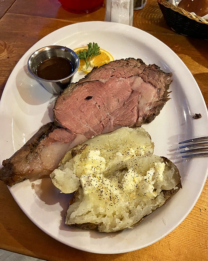 Prime rib this perfect should come with its own orchestra playing triumphant music in the background.