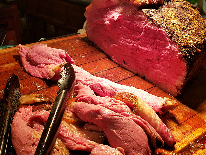 Prime rib so perfectly pink it could make a seafood lover temporarily forget about the ocean. The land-to-sea buffet transition we all need.