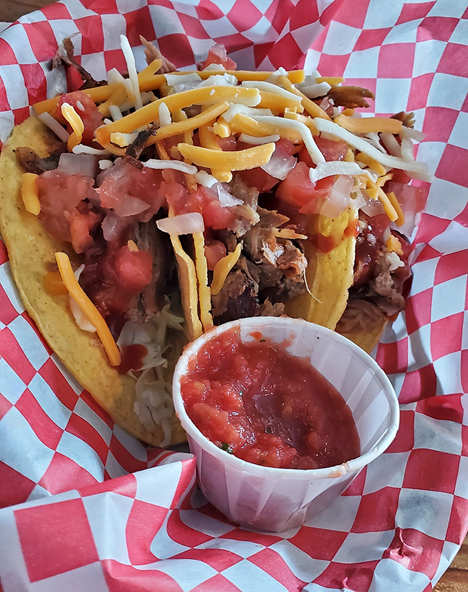 Even the non-seafood options shine at Ono. This hearty taco with fresh salsa proves they've mastered land as well as sea.