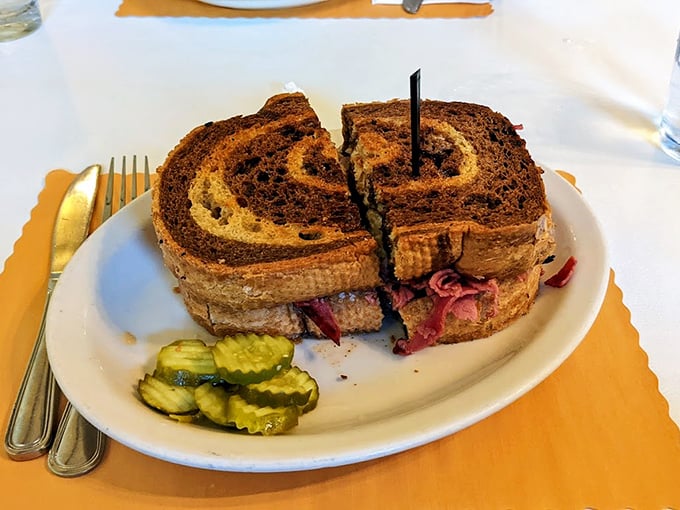 The Reuben at Emil's doesn't just stack corned beef &ndash; it builds a monument to it, with marble rye and sauerkraut creating perfect harmony on a plate.