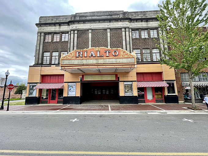 The Rialto's marquee glows with vintage charm, a cinematic time machine that's been the backdrop for first dates and family outings since Calvin Coolidge was in office.