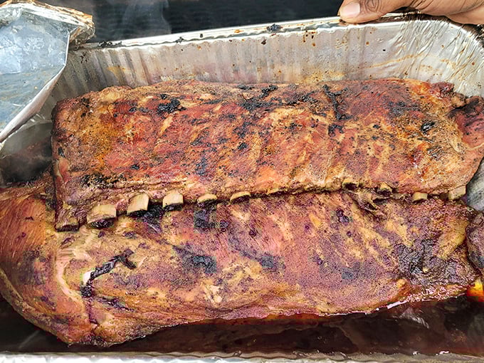 These ribs have the kind of smoke ring that barbecue dreams are made of. Not falling off the bone&mdash;that's amateur hour&mdash;but clinging just enough.