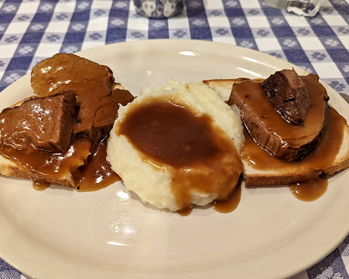 Tender roast beef swimming in rich gravy alongside pillowy mashed potatoes&mdash;the kind of plate that makes vegetarians question their life choices.
