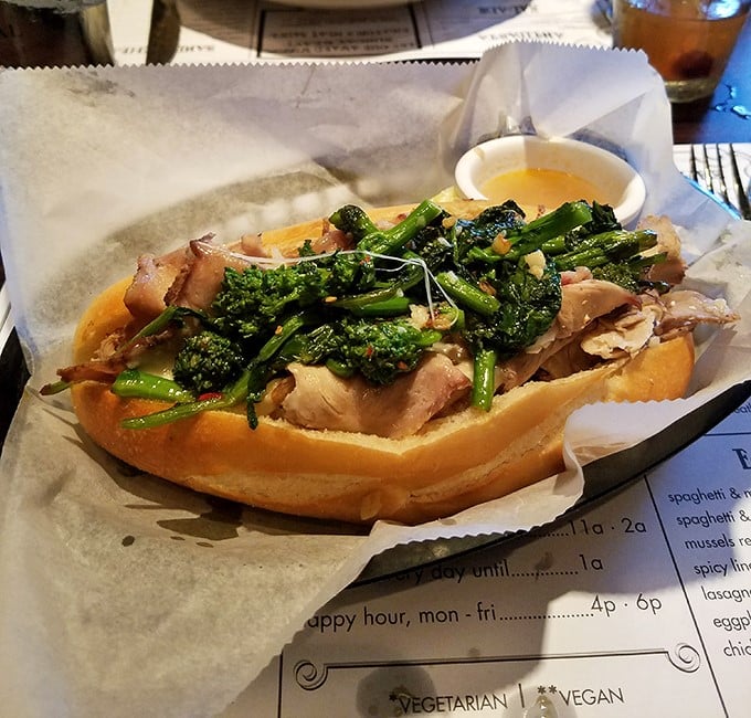 The roast pork sandwich with broccoli rabe &ndash; Philadelphia's "other" famous sandwich that deserves equal billing. A harmony of tender meat and bitter greens.