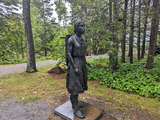 This bronze statue honors the indigenous heritage of the region &ndash; a powerful reminder that Calais's history began long before European settlers arrived.