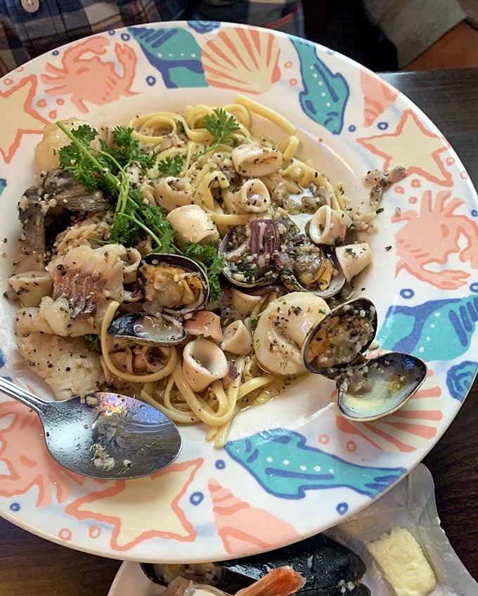 When pasta meets the Pacific, magic happens &ndash; this seafood symphony features more ocean dwellers than a Jacques Cousteau documentary.