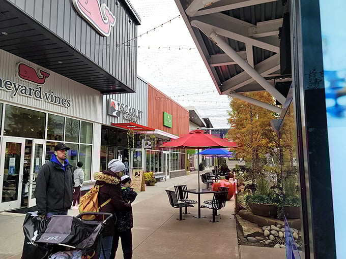 Families navigate the spacious walkways with shopping bags in tow, proof that retail bonding is alive and well in Nebraska.
