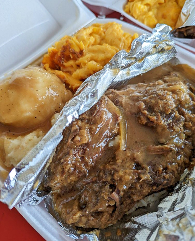 Short ribs so tender they practically surrender at the sight of your fork, accompanied by mac and cheese that puts childhood memories to shame.