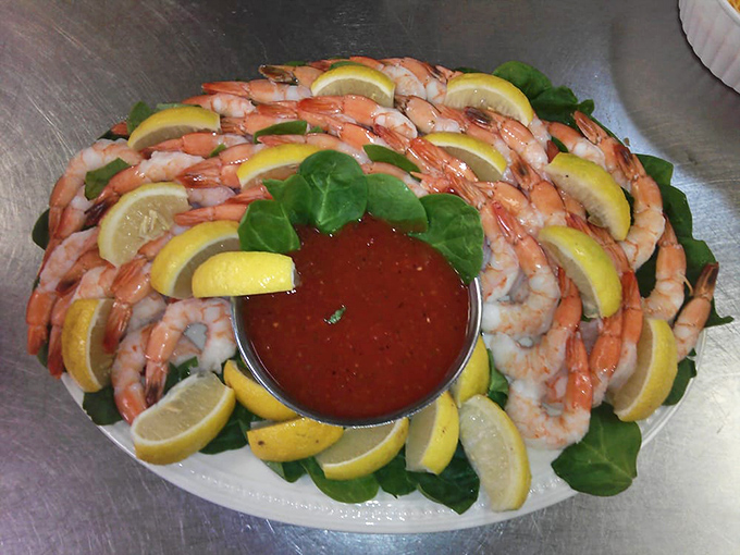 This shrimp cocktail is arranged with such precision it could pass for edible art &ndash; a circular masterpiece where each plump shrimp demands its moment of glory. 
