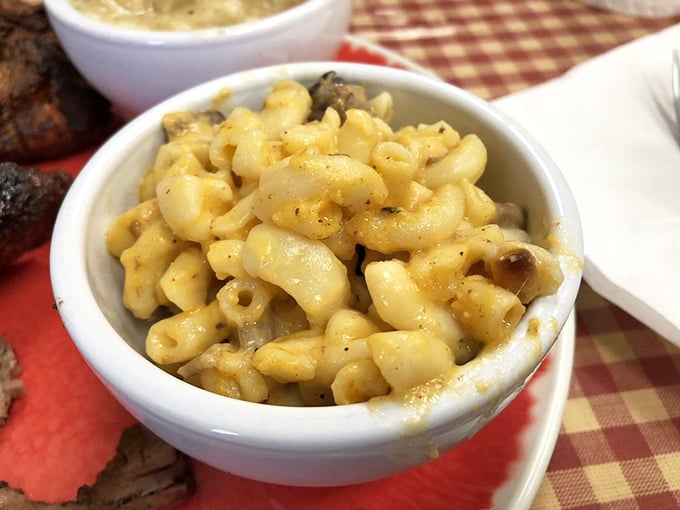 Mac and cheese that's achieved smoky nirvana – each spiral pasta coated in creamy cheese with that hint of hickory that elevates comfort to art form.