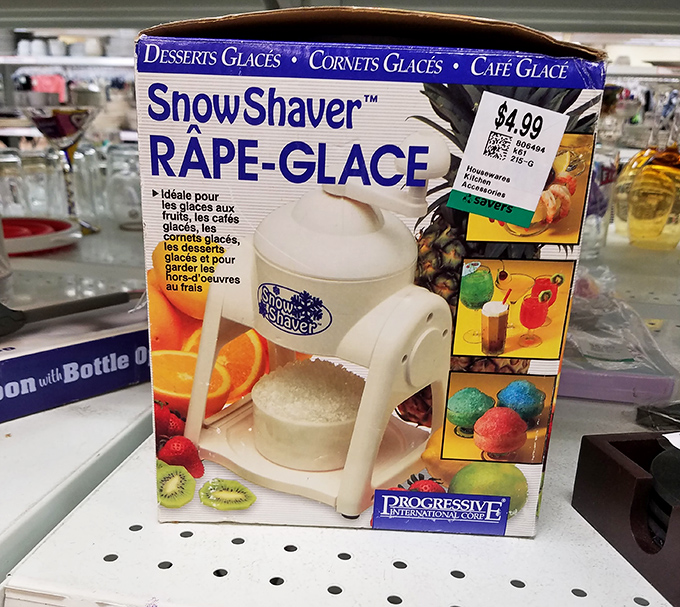 A Snow Shaver still in its box&mdash;proof that someone else's impulse purchase can become your kitchen conversation piece. Shaved ice, anyone?