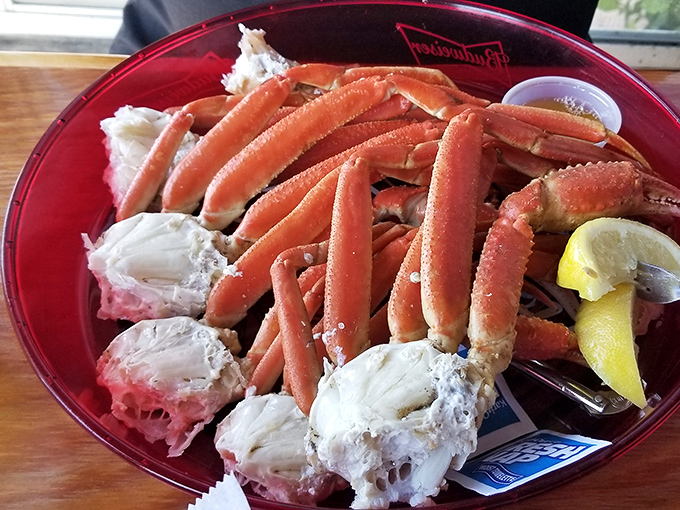 Snow crab legs arranged like nature's perfect puzzle &ndash; sweet meat waiting to be liberated with nothing but determination and drawn butter.